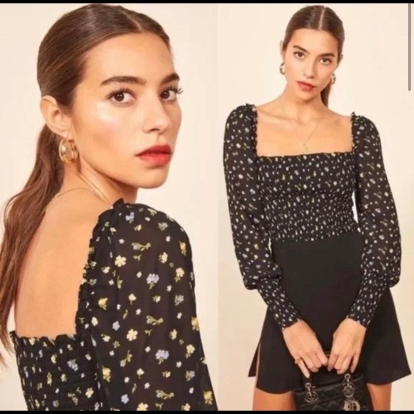 Reformation | Tops | Reformation Top Smocked Floral Print In Freesia ...